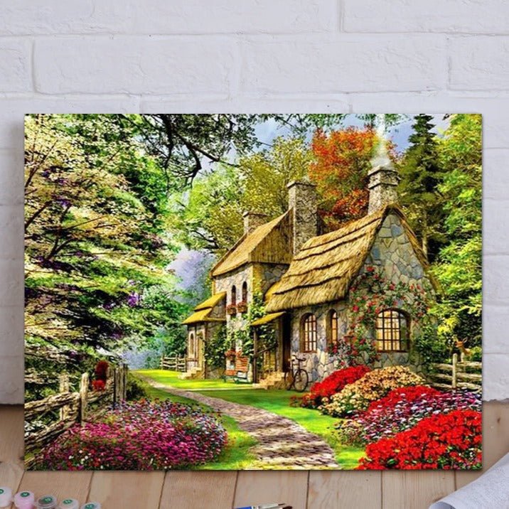 VIVA™ DIY Painting By Numbers - Cabin in the woods (16"x20" / 40x50cm ...